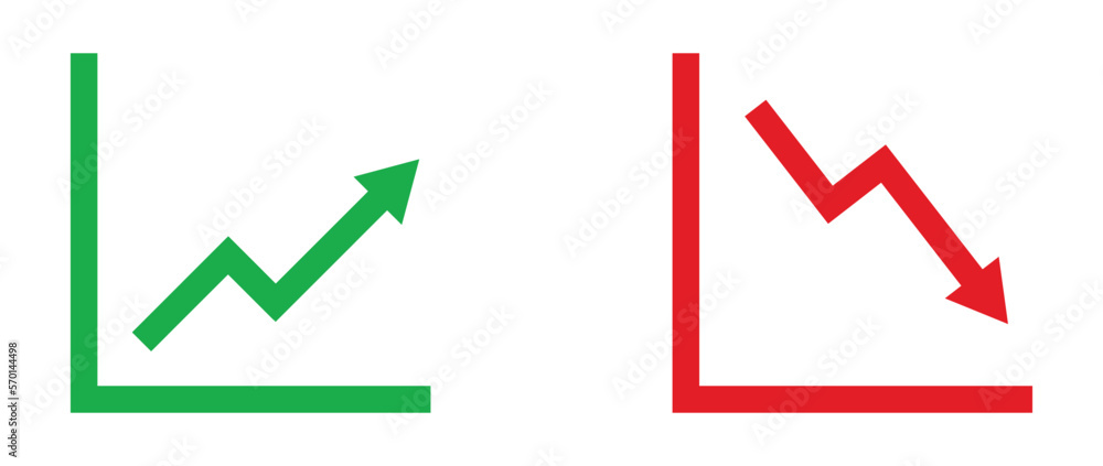 Graph going Up and Down sign with green arrow for a bullish trend and ...