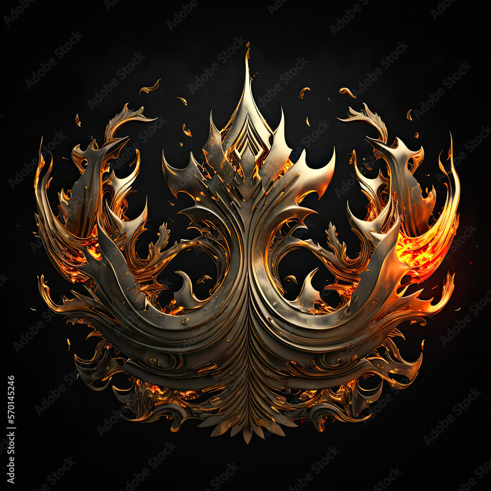 Epic ancient metal royal crown isolated on black background. Stock ...