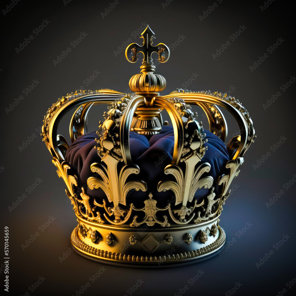 Epic ancient metal royal crown isolated on black background. Stock ...