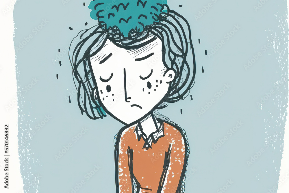 Mental health problem with woman feeling sad, anxeity, despair and ...