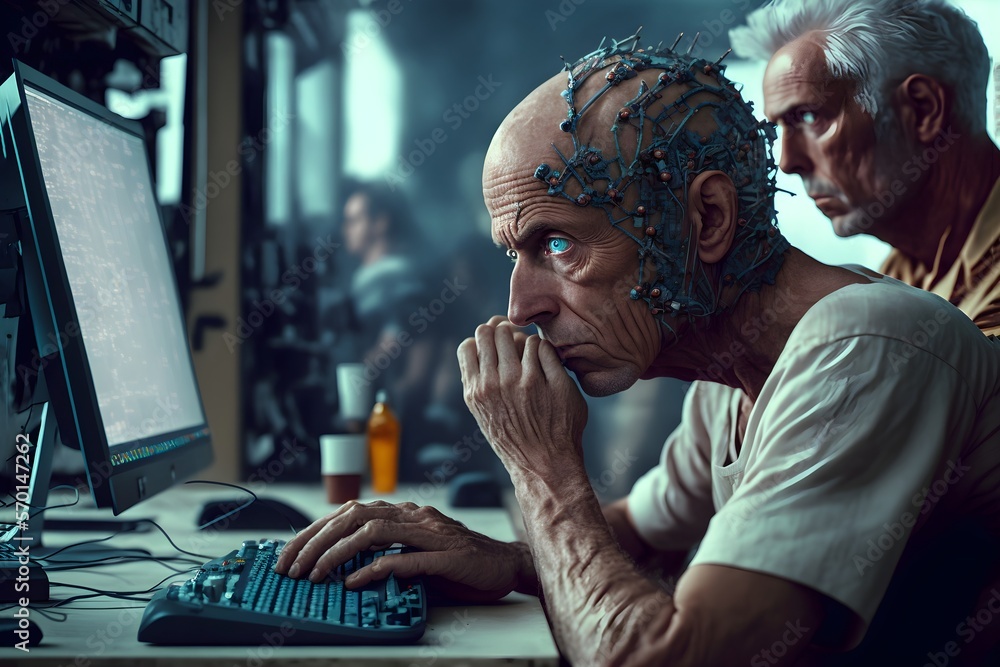 AI and Neuroscience implemented in work force. digital humanoid cyber ...