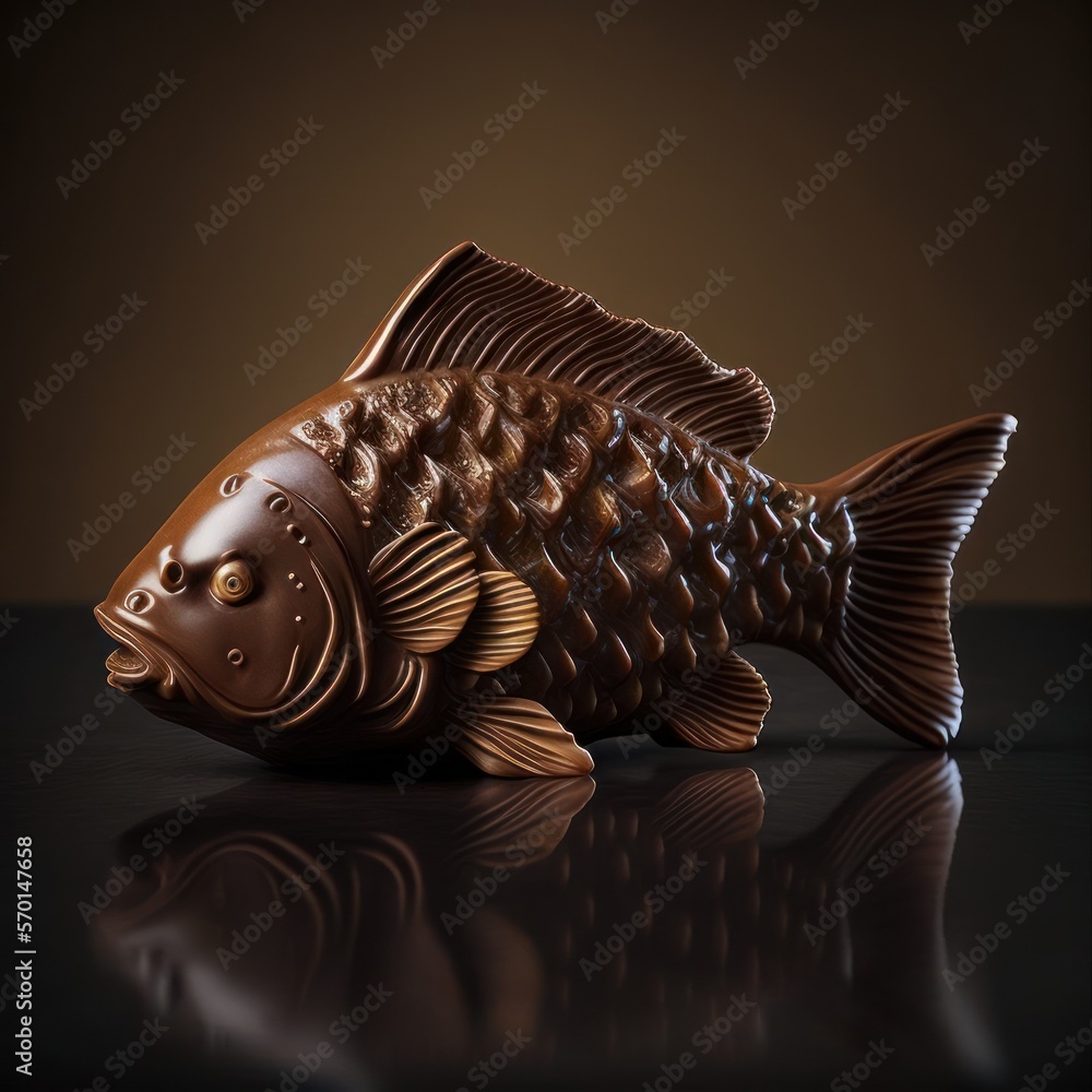 Chocolate fish, detailed. For social media posts planning, web ...