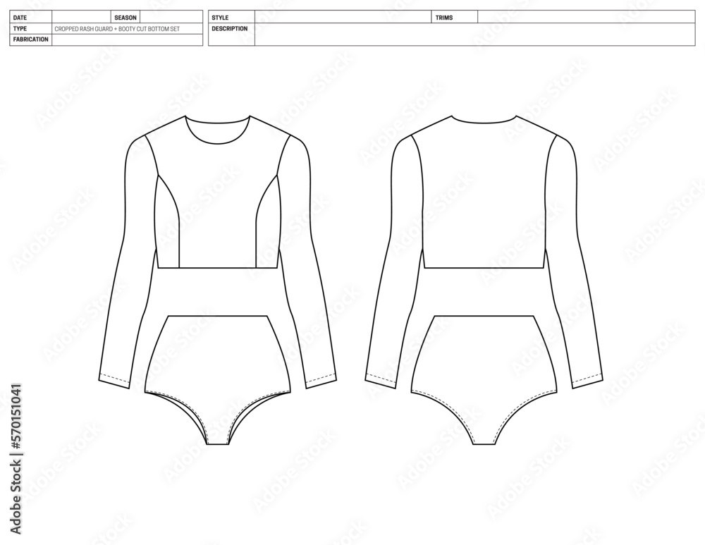 Customizable Fashion Swimsuit Vector Illustration, Paddle Suit OutLine ...