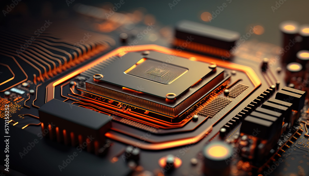 Circuit board. Technology background. Central computer Processors CPU ...