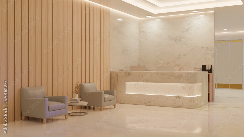 Luxury and elegance beauty salon or office reception area interior with ...