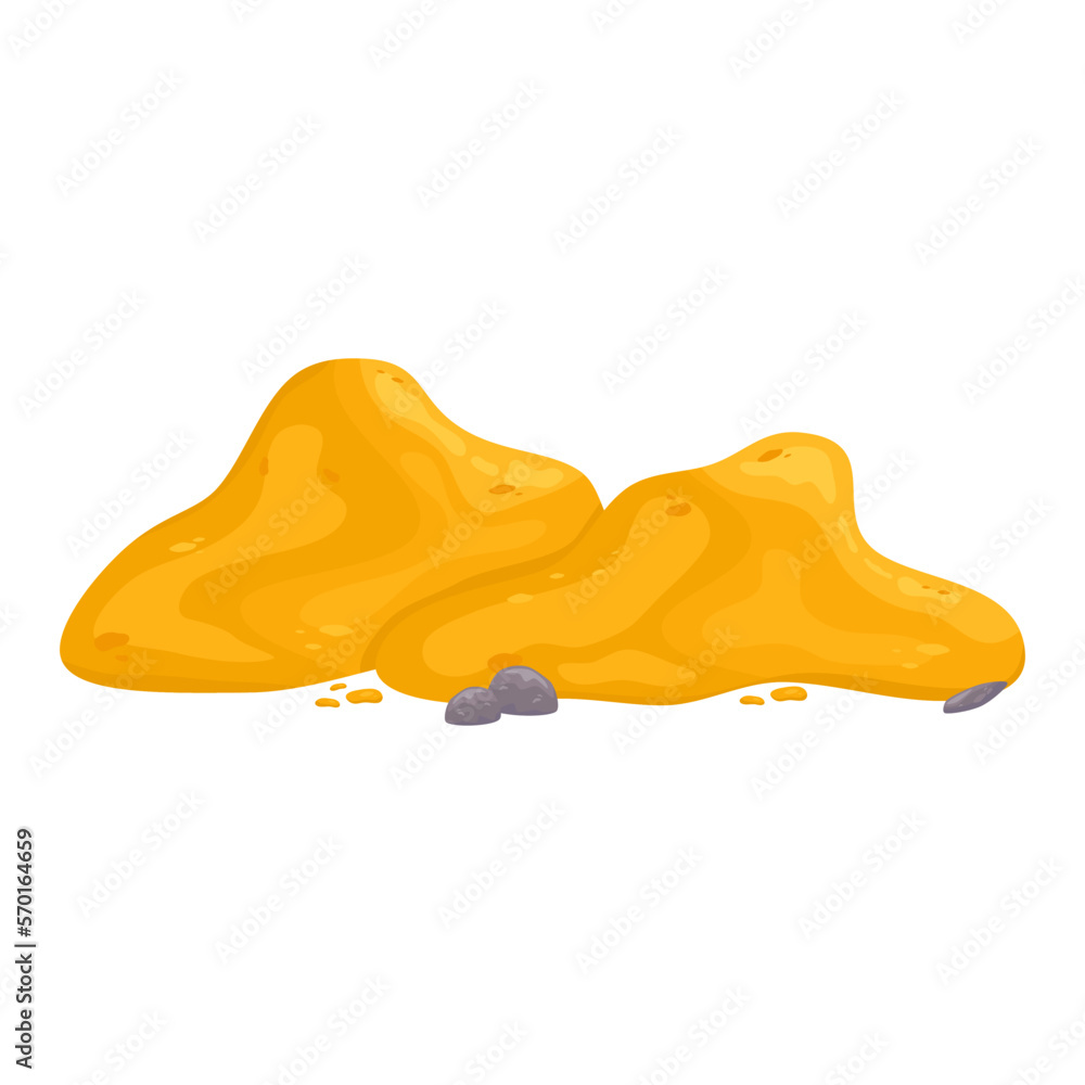 Pile of sand with stone isolated on white background in cartoon style ...