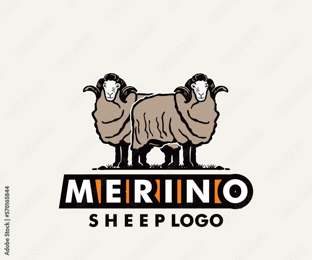 MERINO SHEEP LOGO, silhouette of great goat standing vector ...