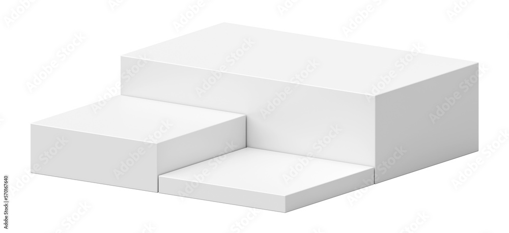 Modern white cube podium stage isolated on 3d png background set of ...