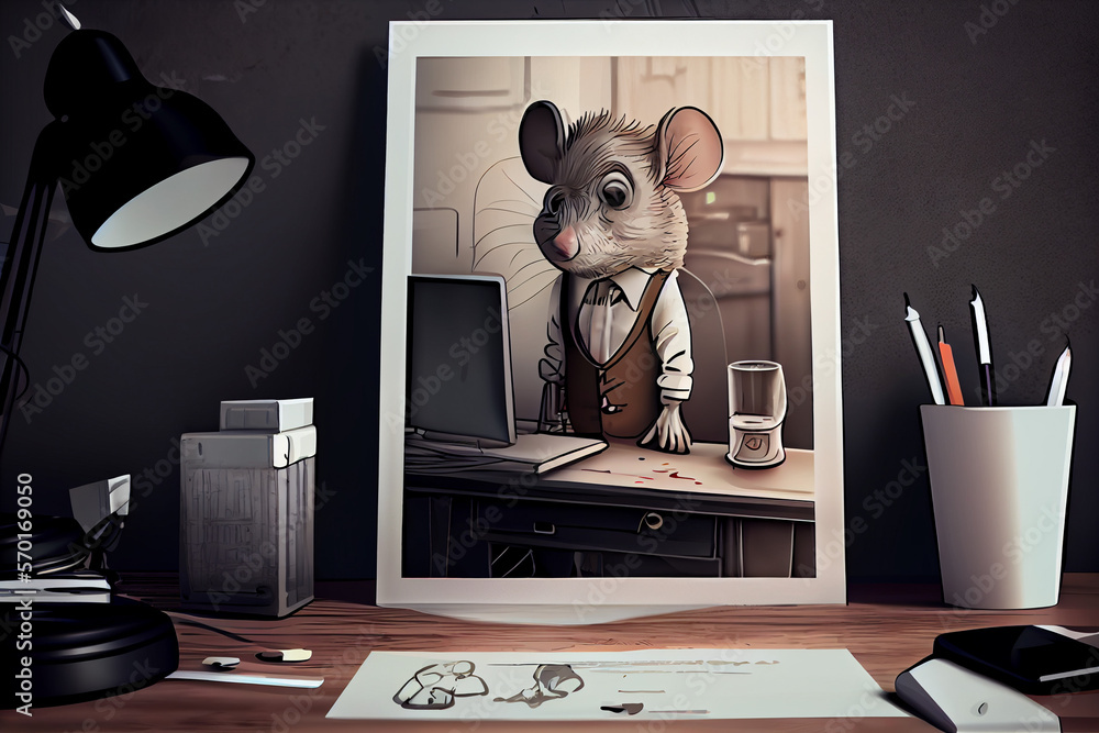 Mouse at work, The Miniature Mouse showing computer skills, Concept Art ...