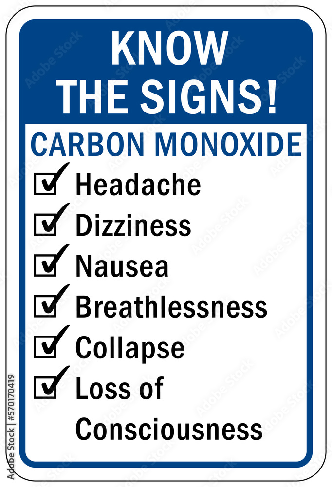 Carbon Monoxide sign and labels signs pf carbon monoxide poisoning ...
