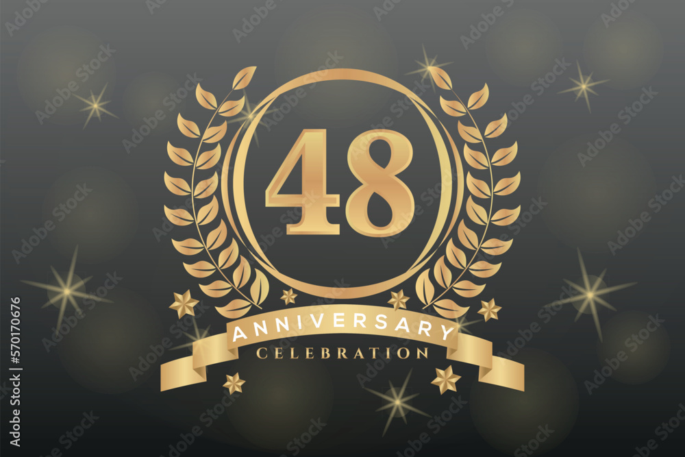 48th anniversary celebration background. Golden numbers with gold ...