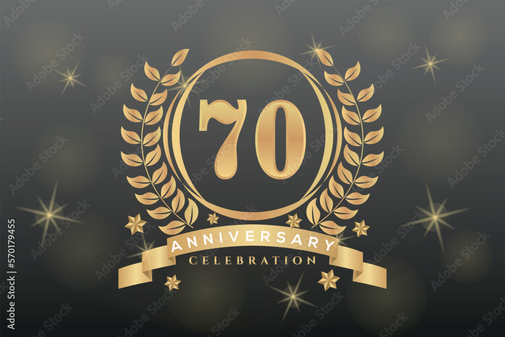 70th anniversary celebration background. Golden numbers with gold ...