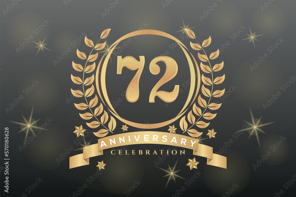 72nd anniversary celebration background. Golden numbers with gold ...