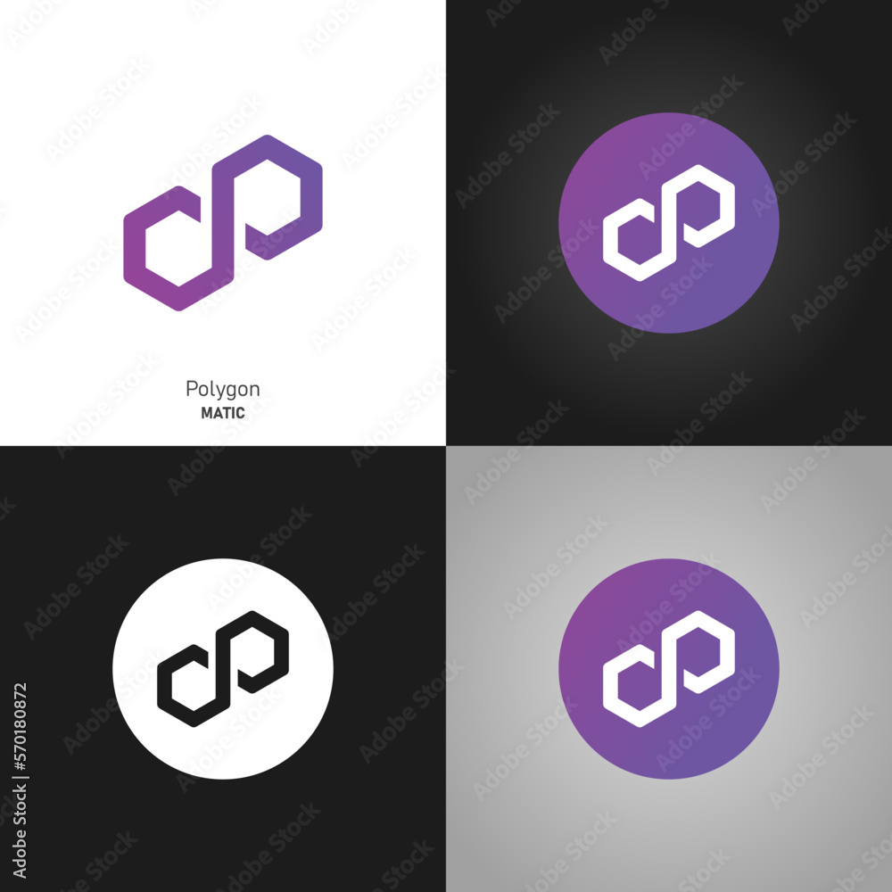 Polygon MATIC token new symbol of the DeFi project. Cryptocurrency logo ...