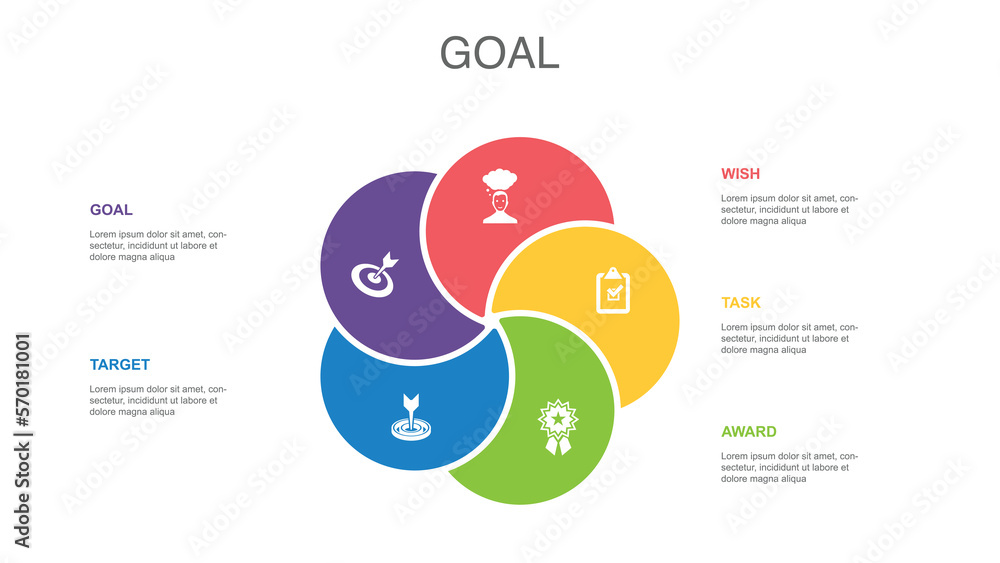 goal, target, wish, task, award, icons Infographic design layout ...