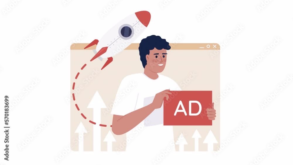 Animated advertising campaign. Launching products. Successful ...
