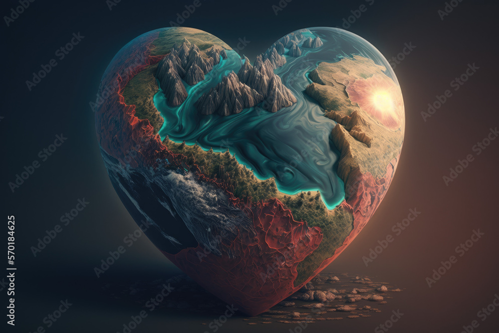 Heart shaped earth. Love and save our planet. Earth Day or Environment ...