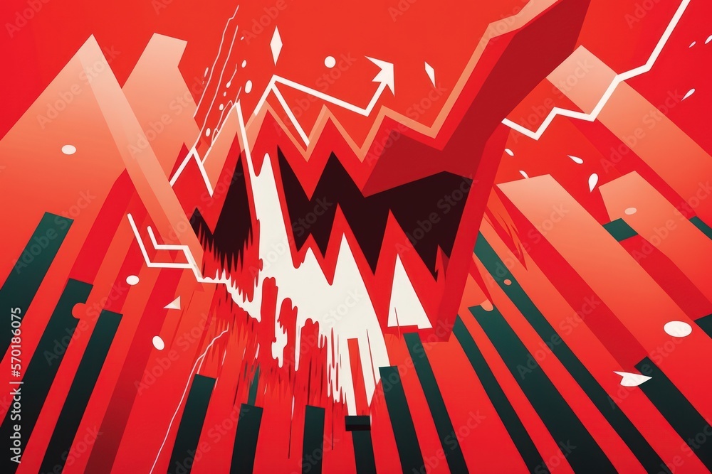 Red Abstract Stock Market Crash Background with Arrow going down ...