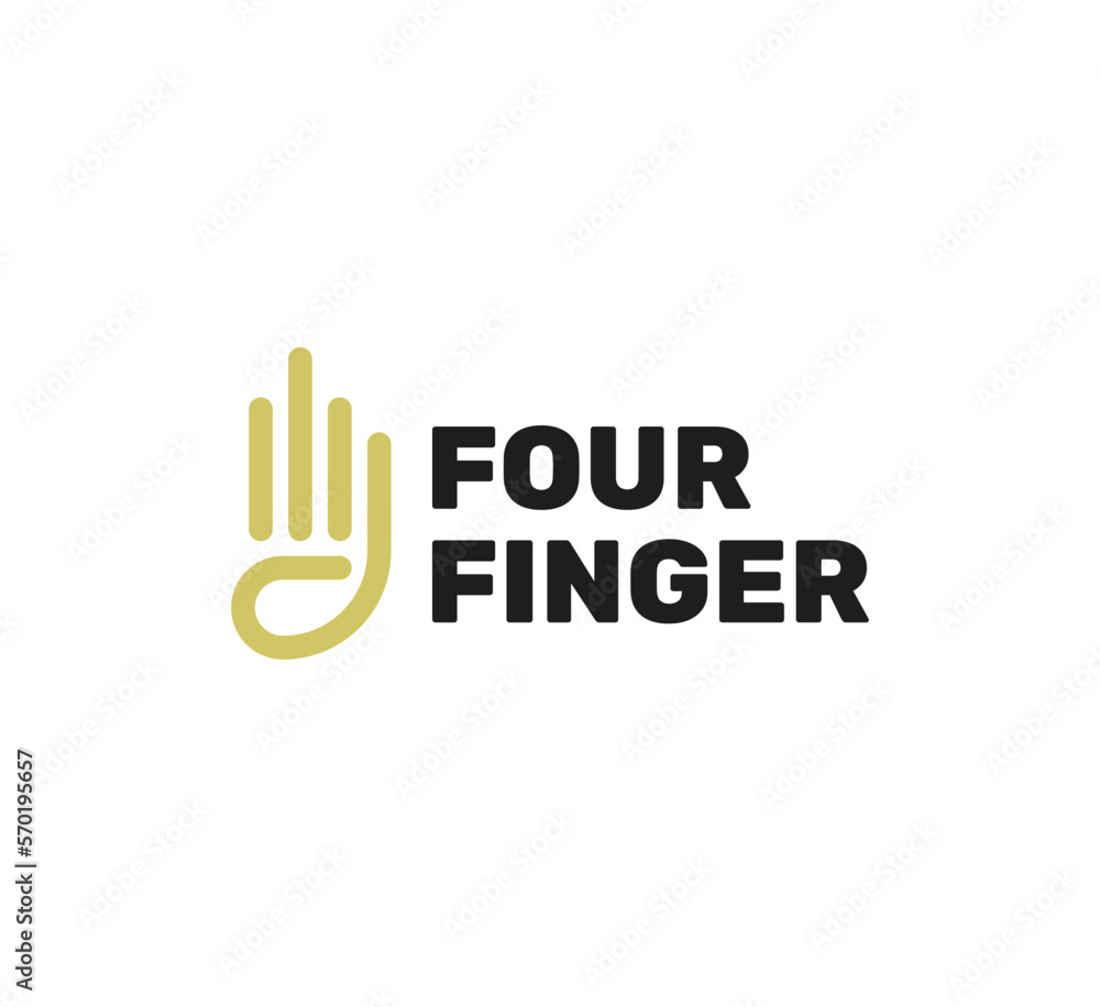 four finger hand gesture logo for your business Stock Vector | Adobe Stock