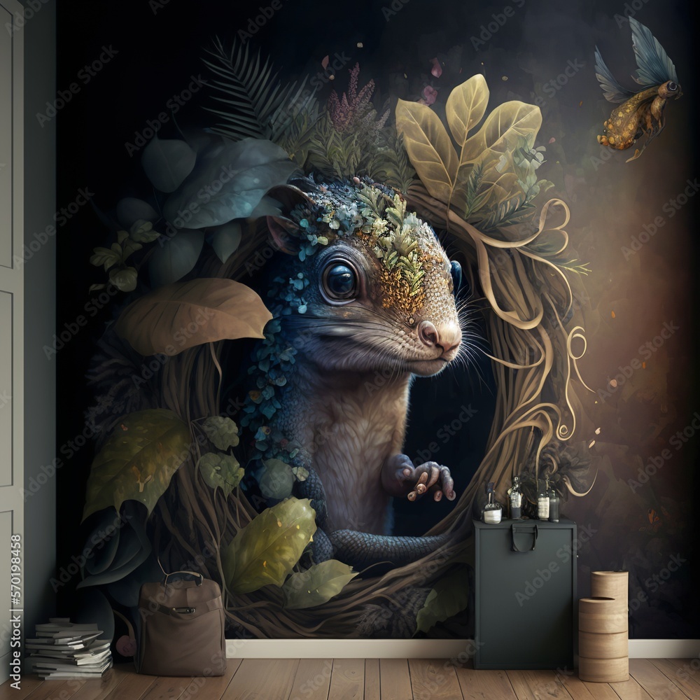 cute animal wallpaper on the wall, mysterious background special ears ...