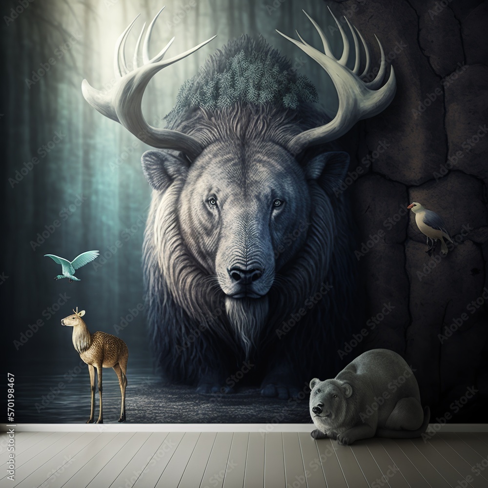 cute animal wallpaper on the wall, mysterious background special ears ...