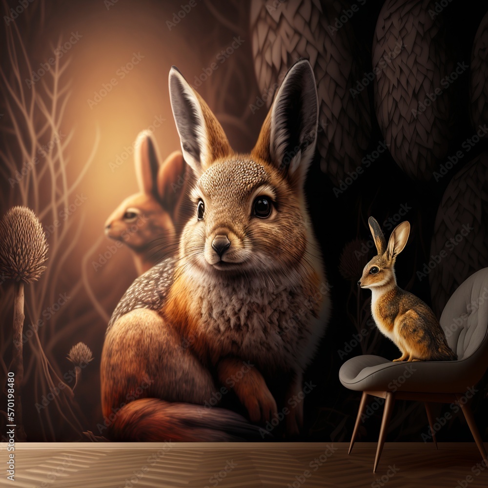 cute animal wallpaper on the wall, mysterious background special ears ...
