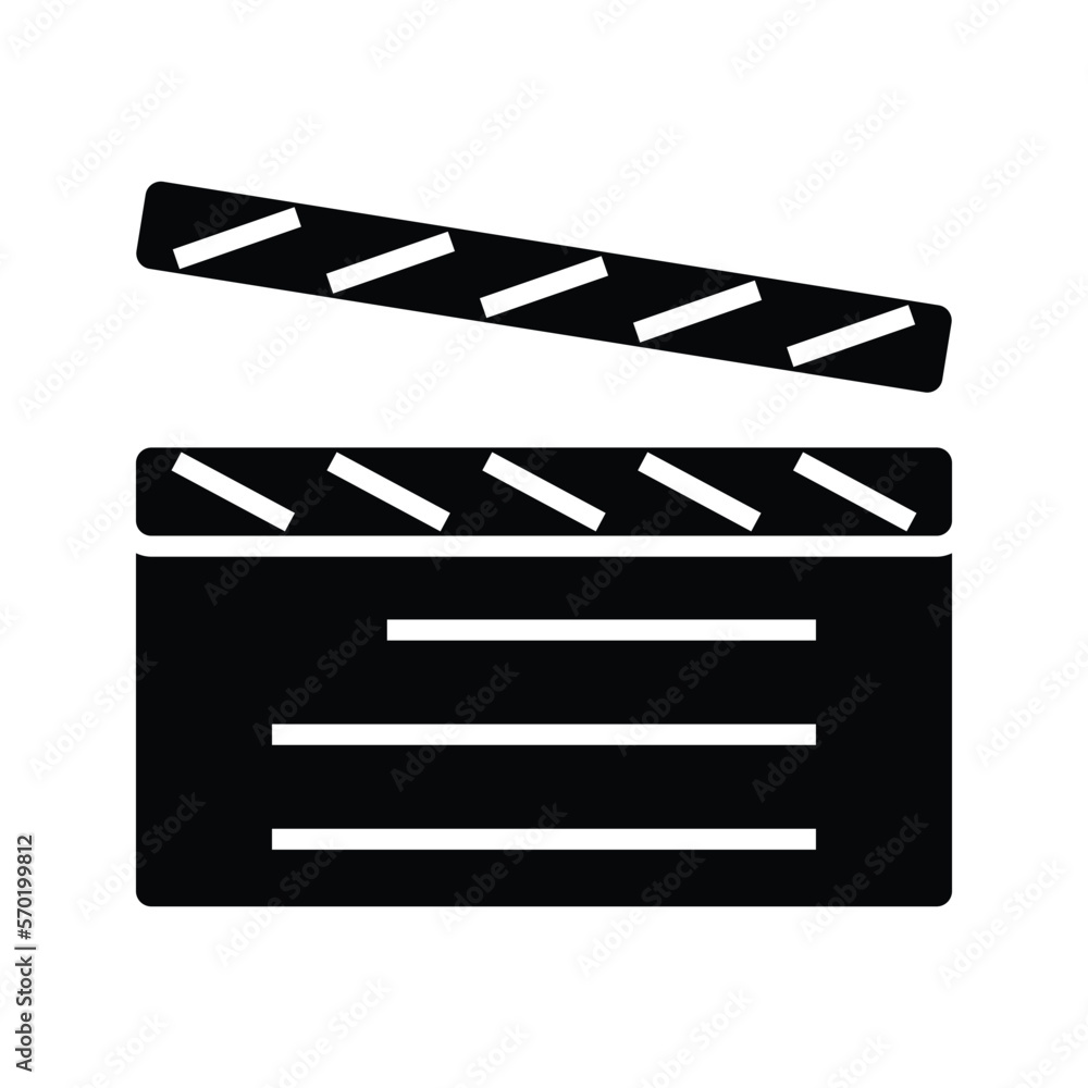 Film clap icon vector. Line movie symbol. Trendy flat outline ui sign ...