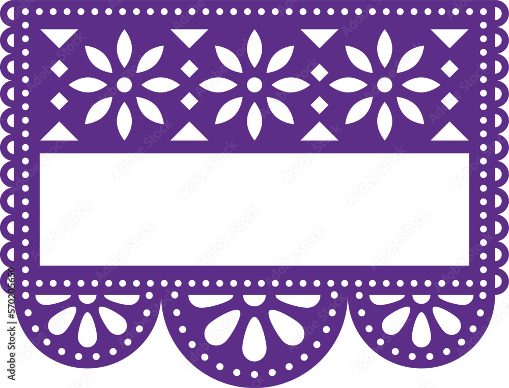 Papel Picado vector template design with blank space for text inspired ...