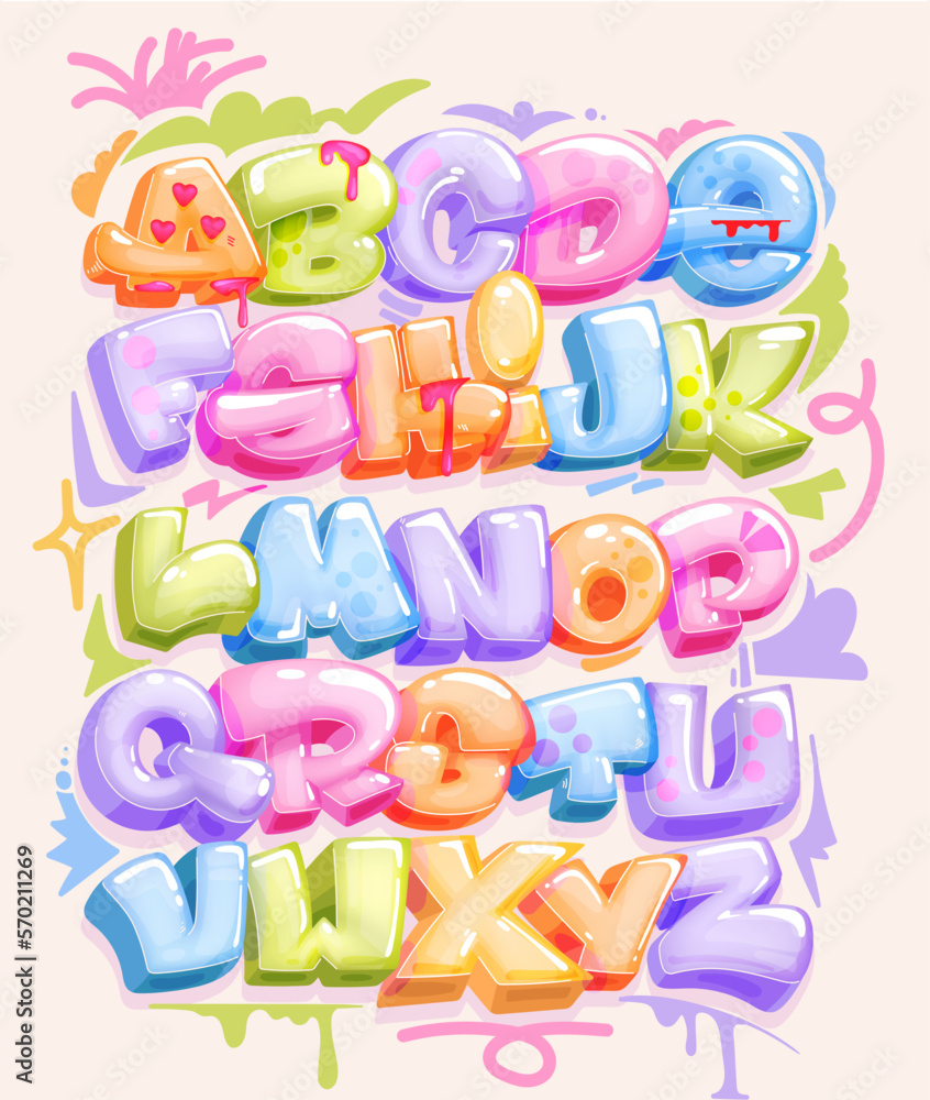 Cartoon kids colorful letters font set Stock Vector | Adobe Stock