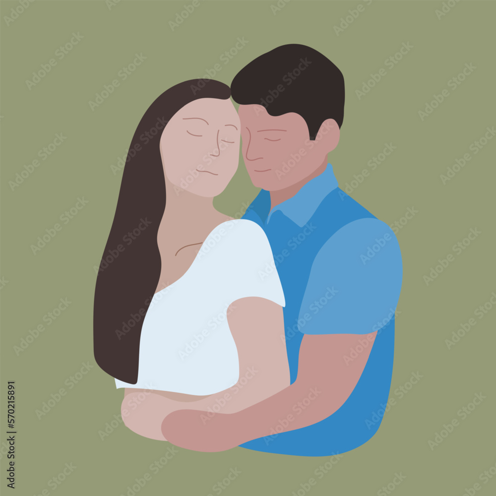 Man and woman love line art vector illustration. Couple kissing and ...