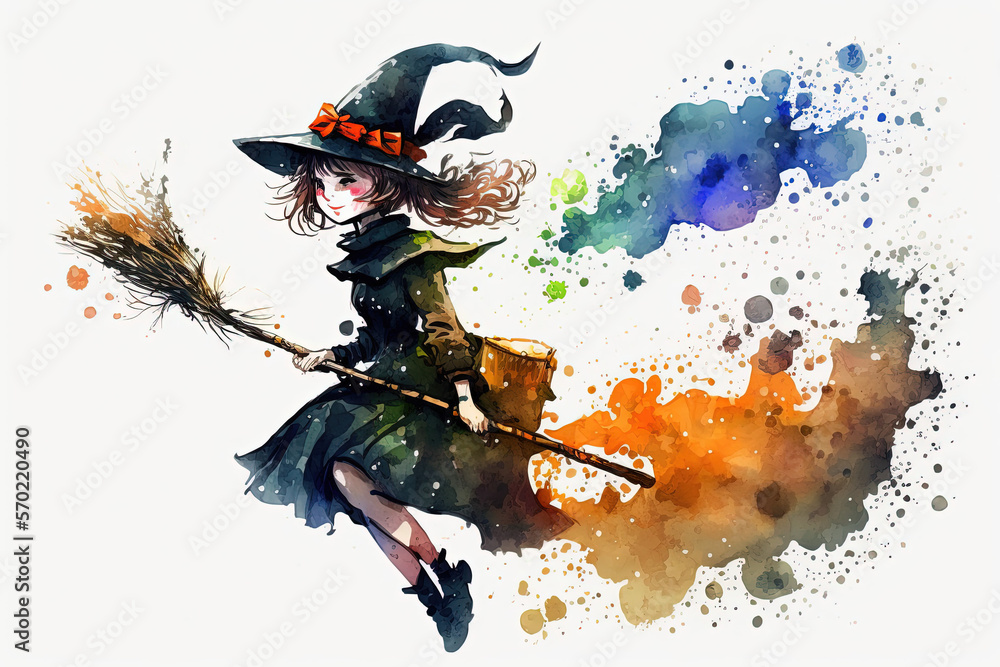 Anime Witch With Broom