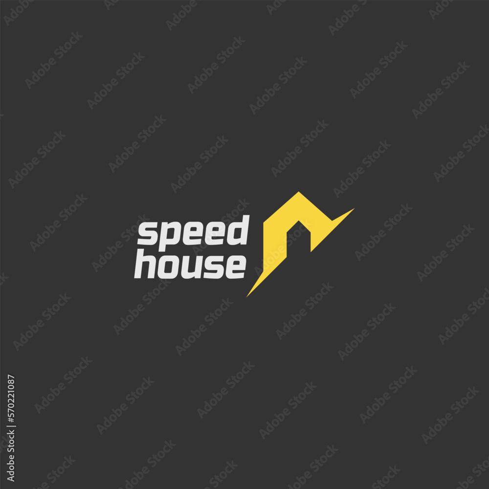 bold speed house logo vector design template isolated on black ...