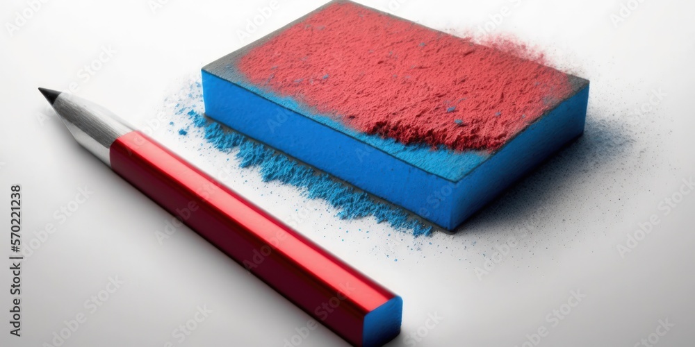 Red and blue bar magnet or physics magnetic with iron powder magnetic ...