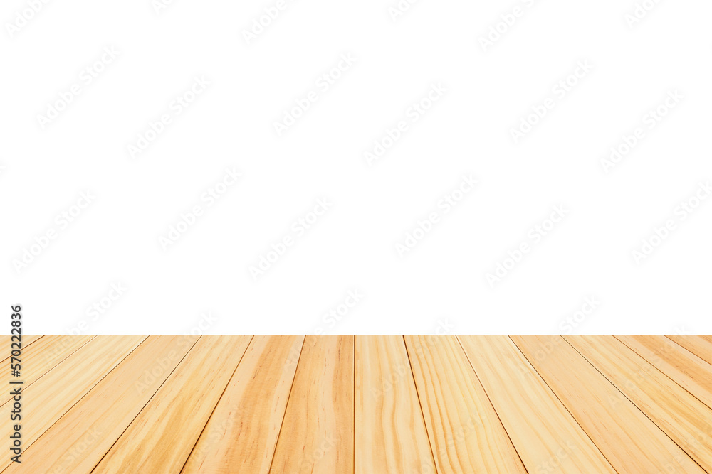Empty wooden table top isolated on white background for product display ...