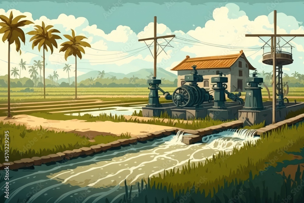 Irrigation of rice fields using pump wells with the technique of ...