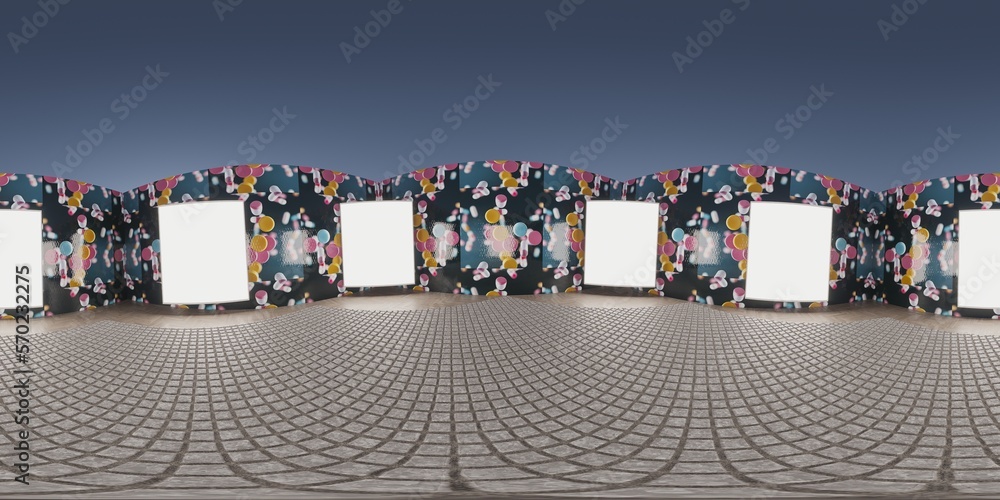 3d gallery room illustration spherical 360 vr degrees, a seamless ...