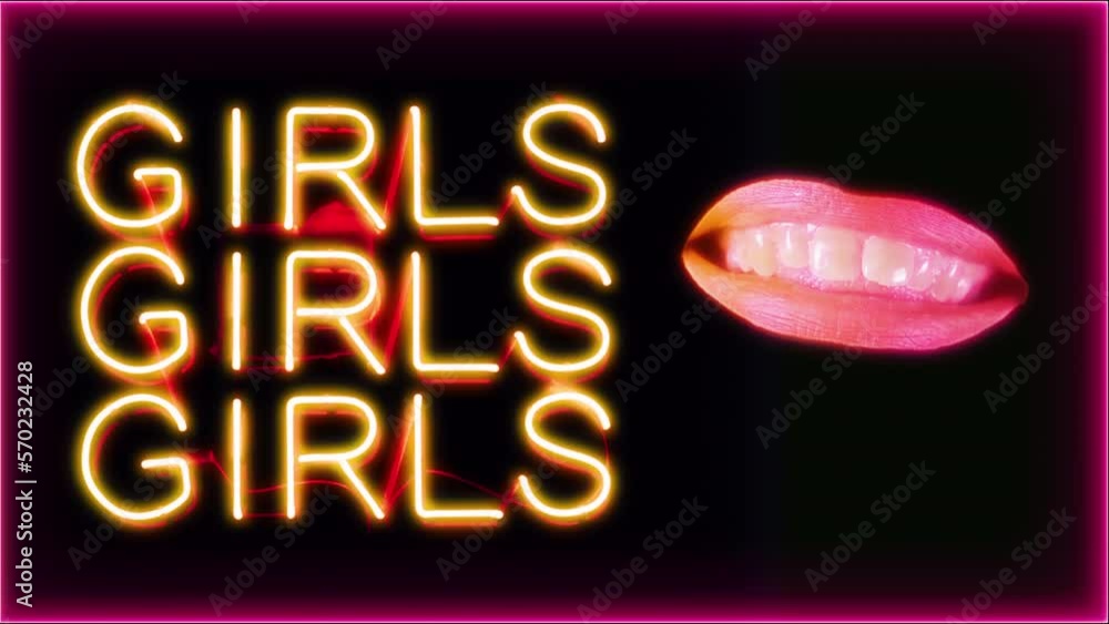 Video „Neon Lights Girls Sign Female Mouth Crazy Gestures Feminism ...