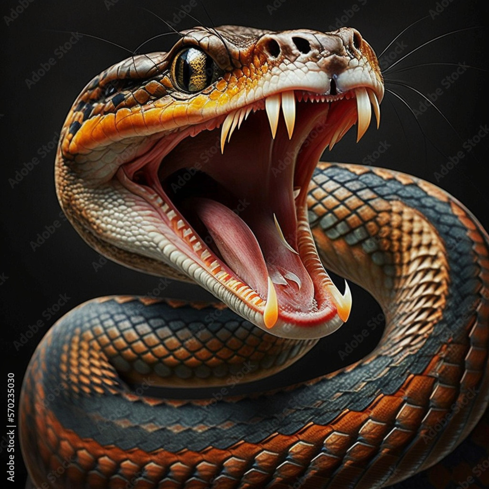 Angry snake showing its teeth. Generative AI. Stock Illustration ...