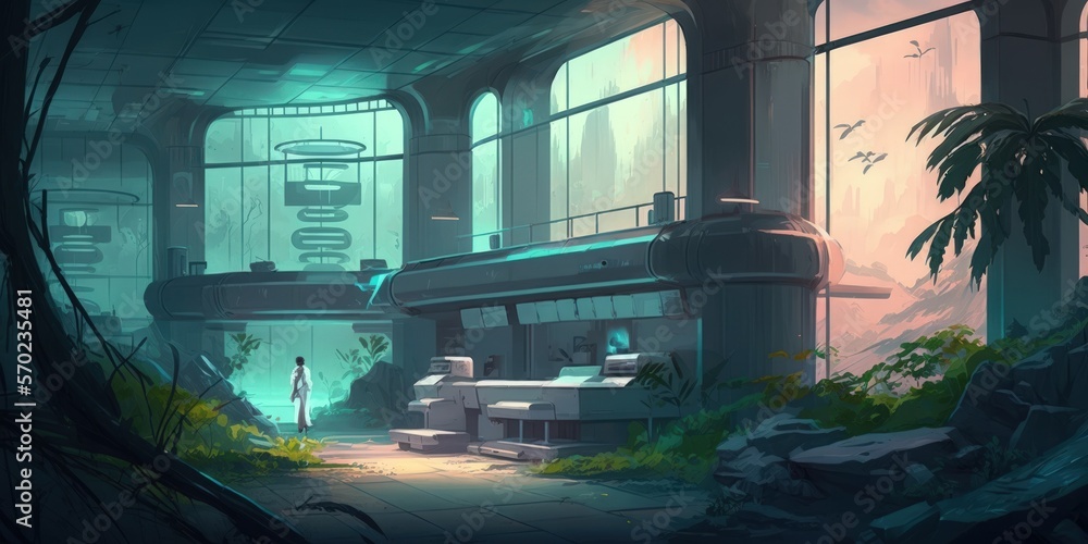 Beautiful sci fi futuristic hospital depicted in an artistic concept ...