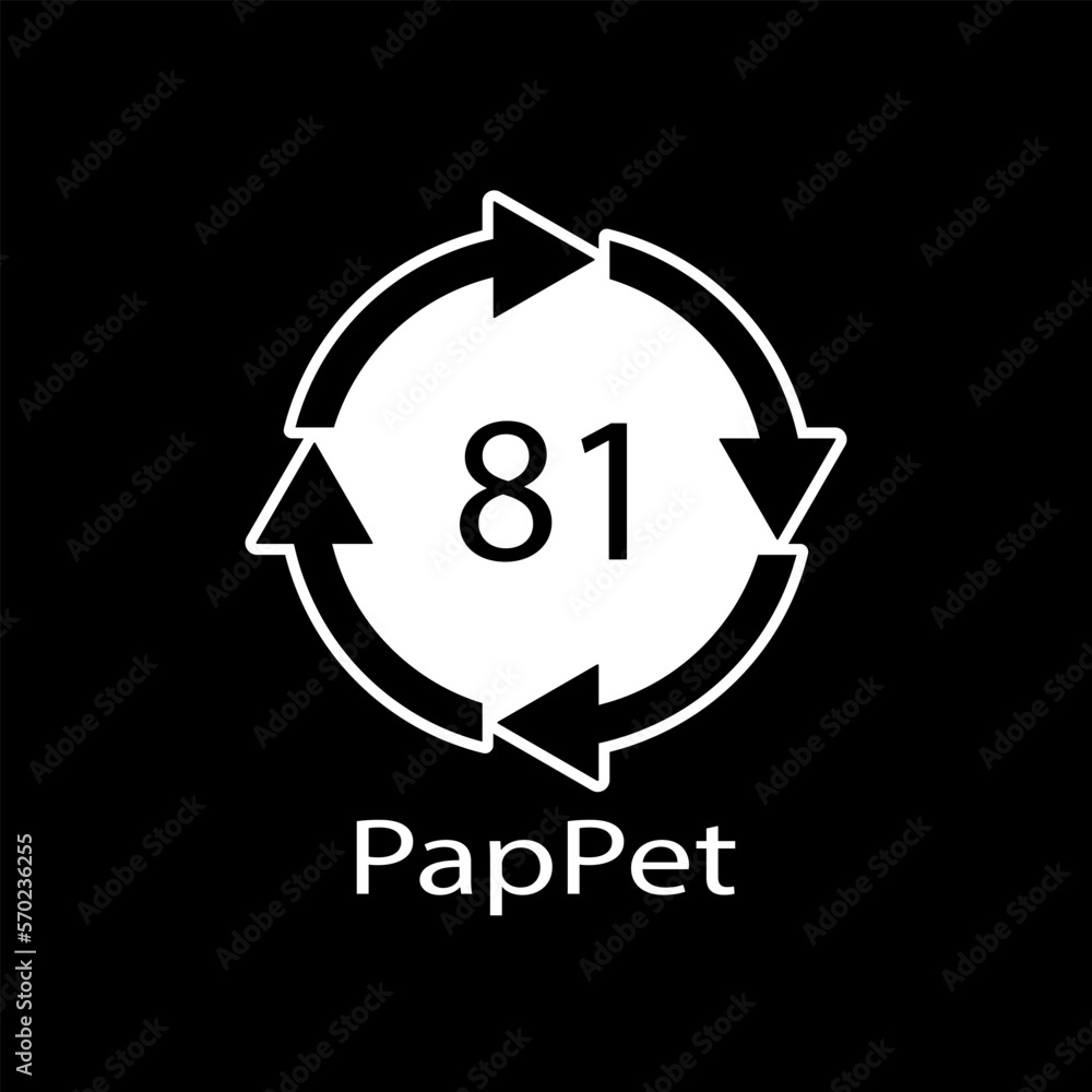 Paper (cardboard). Recycling codes 81 PapPet. Composite materials sign ...