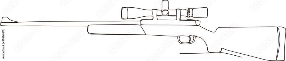 Continuous line drawing of sniper rifle,vector illustration เวกเตอร์ ...
