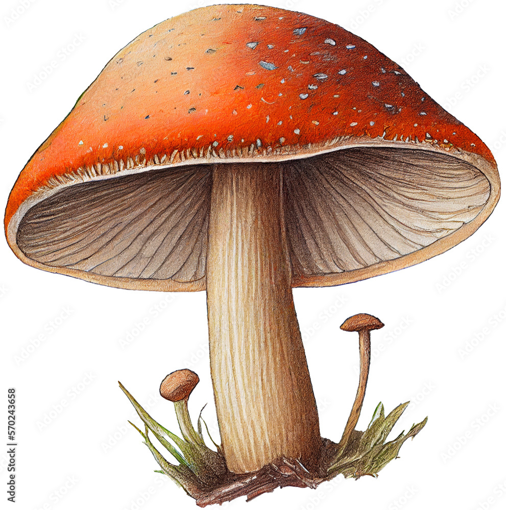 mushroom color pencil drawing isolated Stock Illustration | Adobe Stock