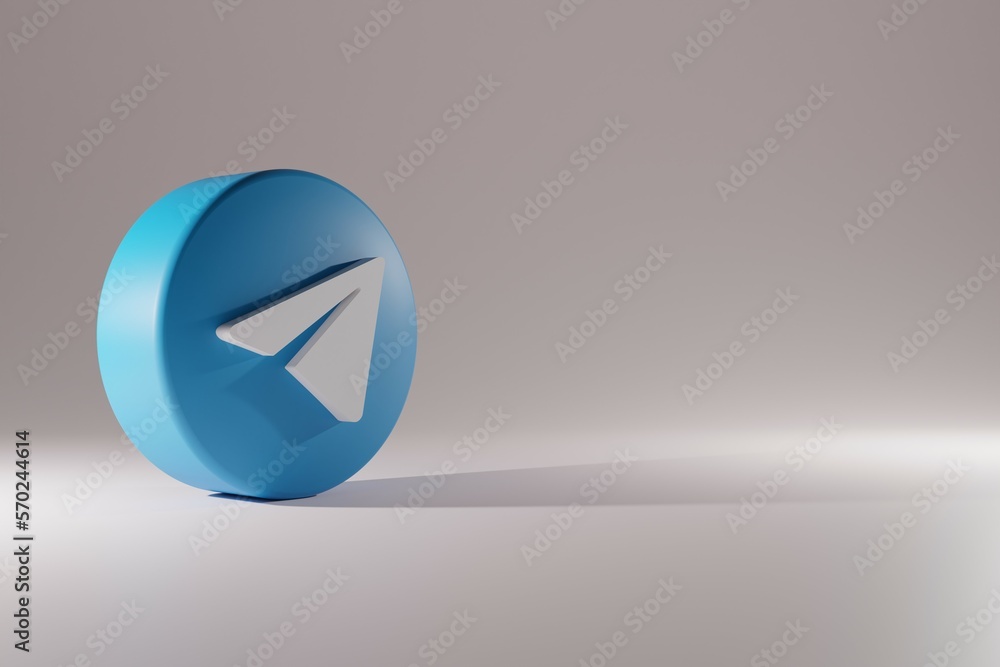 Telegram icon isolated. 3D Illustration. Telegram is an online social ...