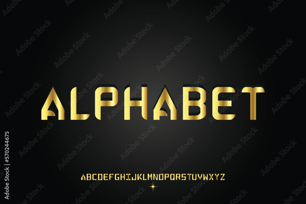 Alphabet elegant golden alphabet letters font set. Classic Custom gold ...