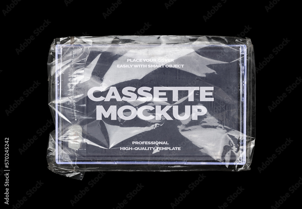 Cassette Tape Compact Case Audio Record Mockup Template Stock Template ...