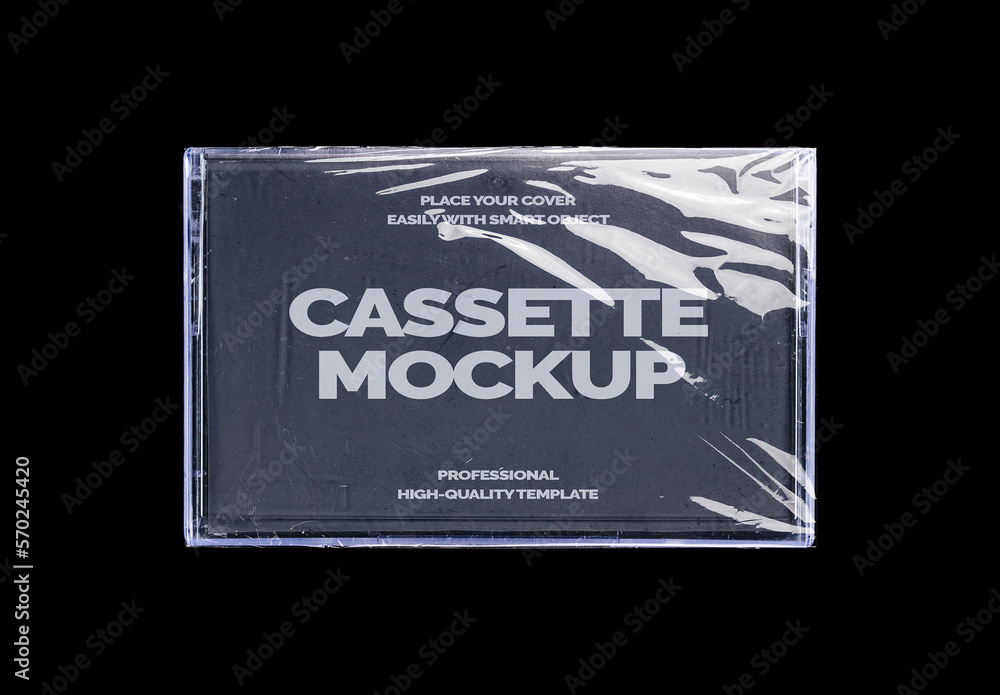 Cassette Tape Compact Case Audio Record Mockup Template Stock Template ...