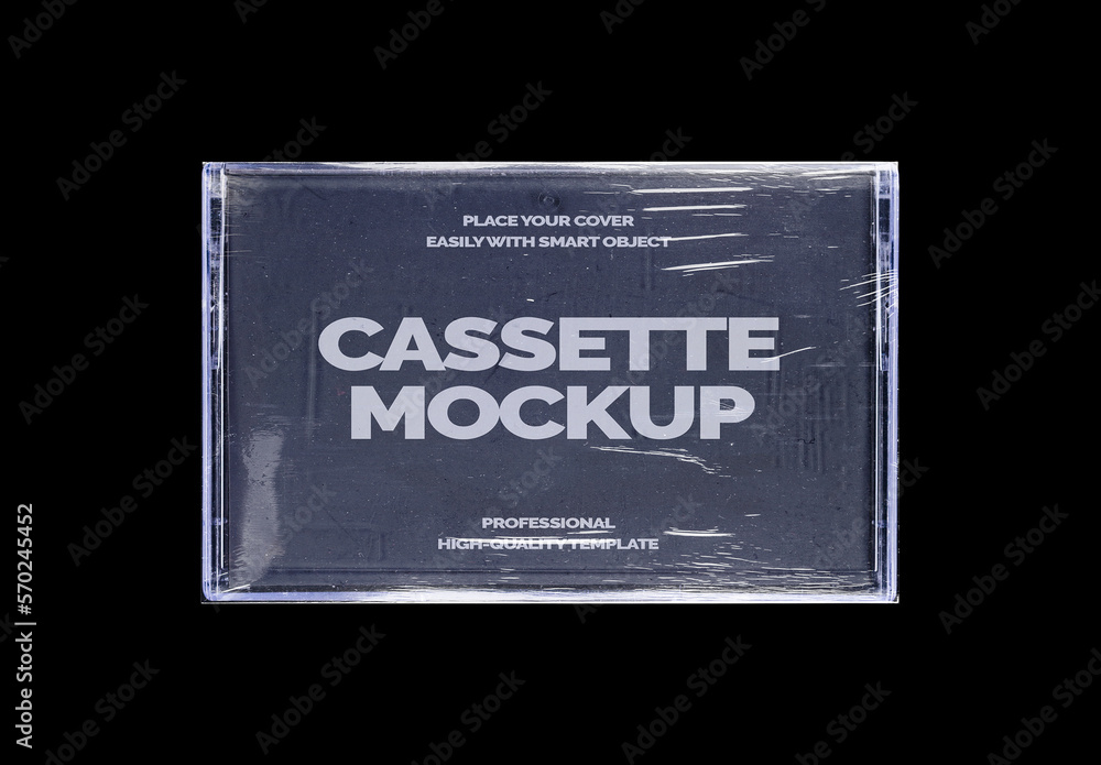 Cassette Tape Compact Case Audio Record Mockup Template Stock Template ...