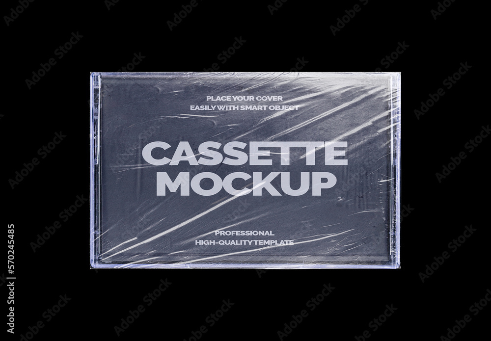 Cassette Tape Compact Case Audio Record Mockup Template Stock Template ...