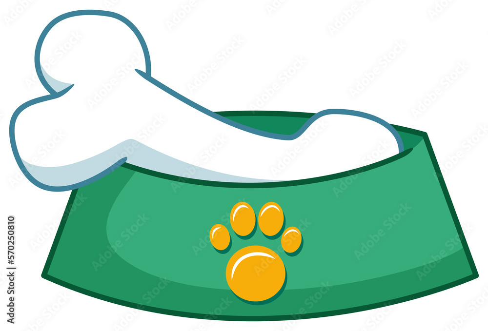Dog Bowl with Bone Cartoon Illustration Stock Illustration | Adobe Stock