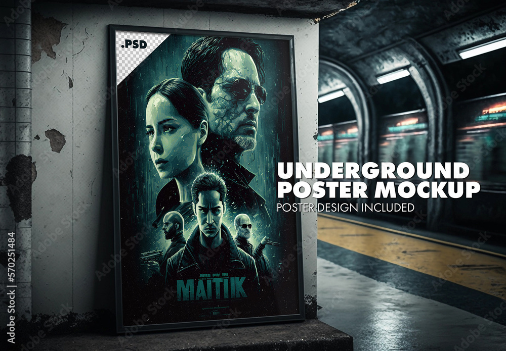 Underground metro poster design mockup Stock Template | Adobe Stock